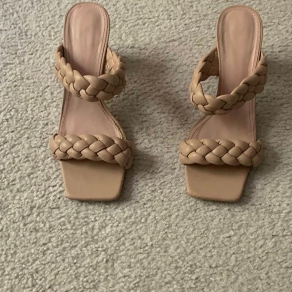Shoes | Tan Braided Chunky Heels | Poshmark